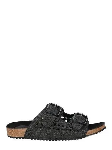 BIBI LOU Textile Fiber Raffia Sandals - Black