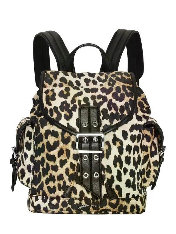 GANNI Leopard-print Backpack - Brown