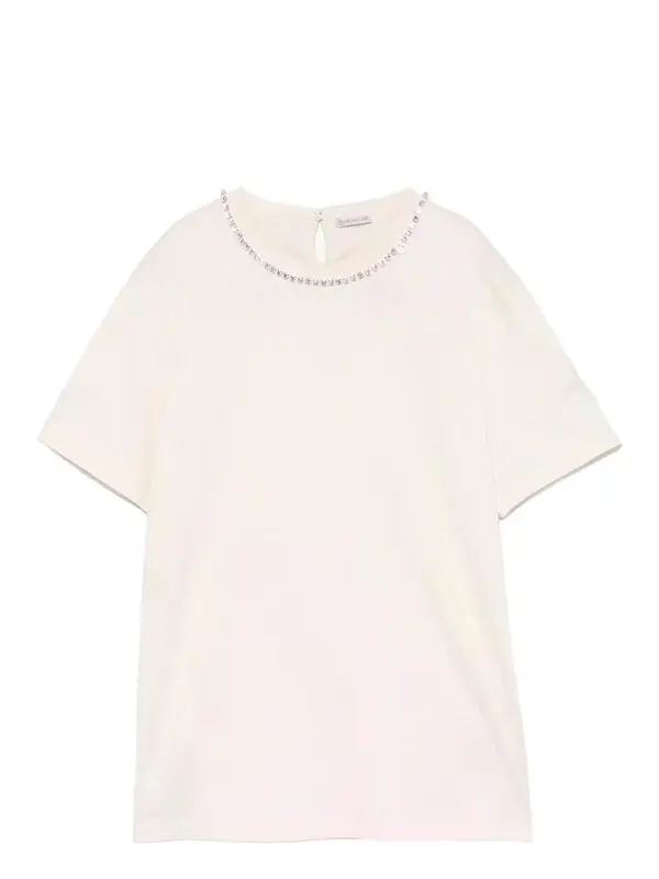 Moncler Crystal-embellished T-shirt - Neutrals
