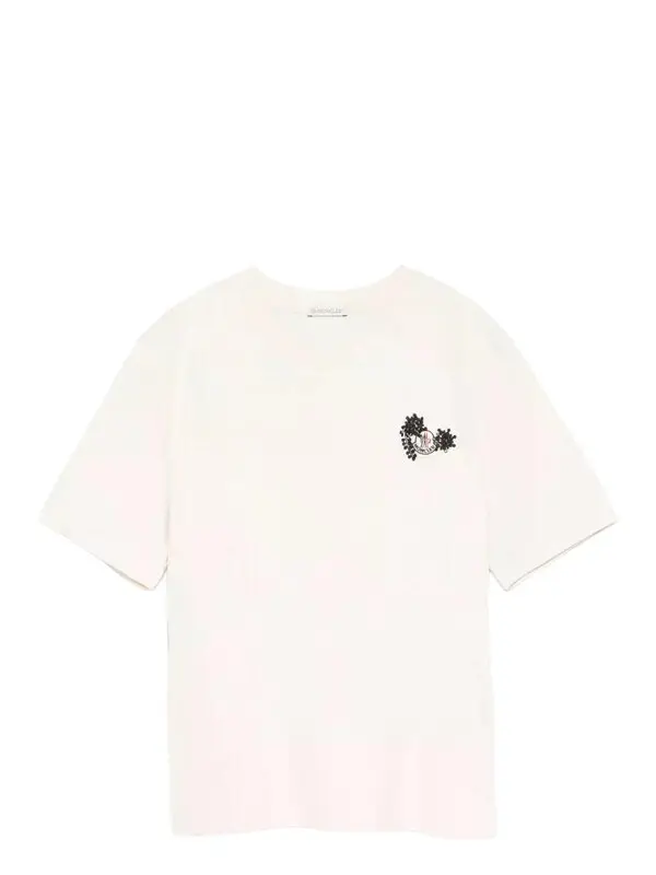 Moncler Hand-beaded Cotton T-shirt - Neutrals