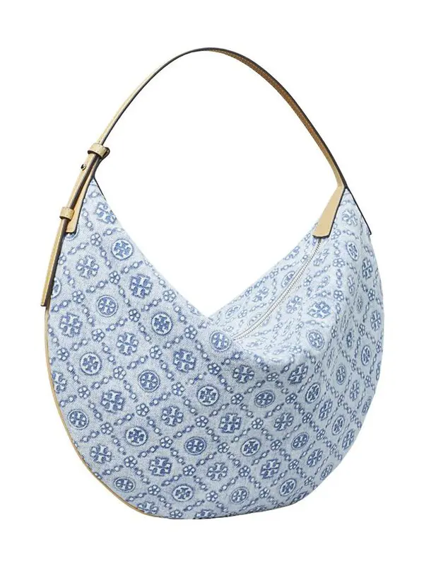 Tory Burch T Monogram Denim Balloon Bag - Powder Blue