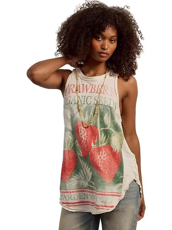 Free People We The Free Rosie Graphic Tank - Strawberry Combo