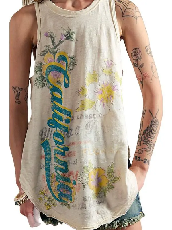 Free People We The Free Rosie Graphic Tank - Tofu Combo