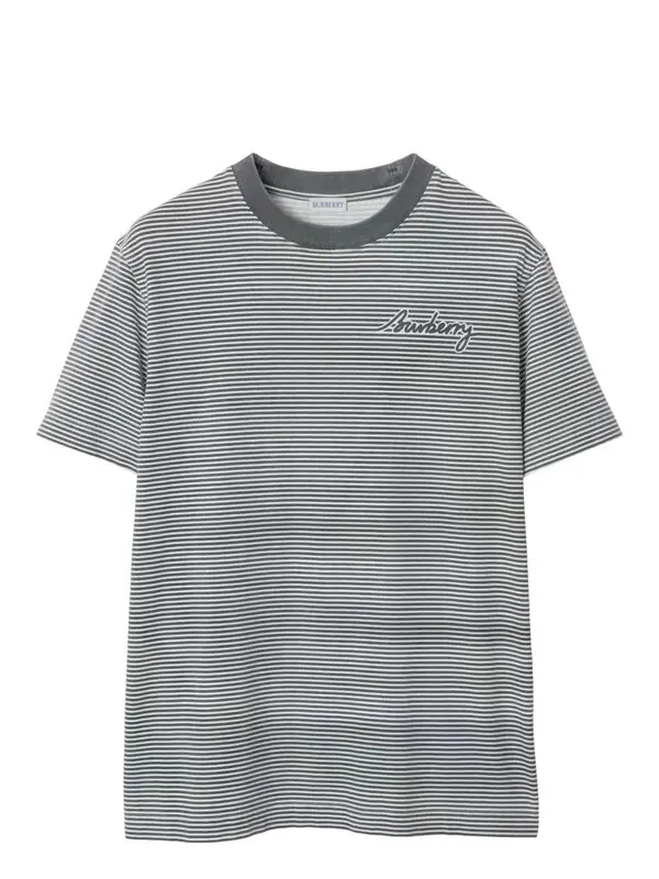 Burberry Striped Cotton T-shirt - Grey