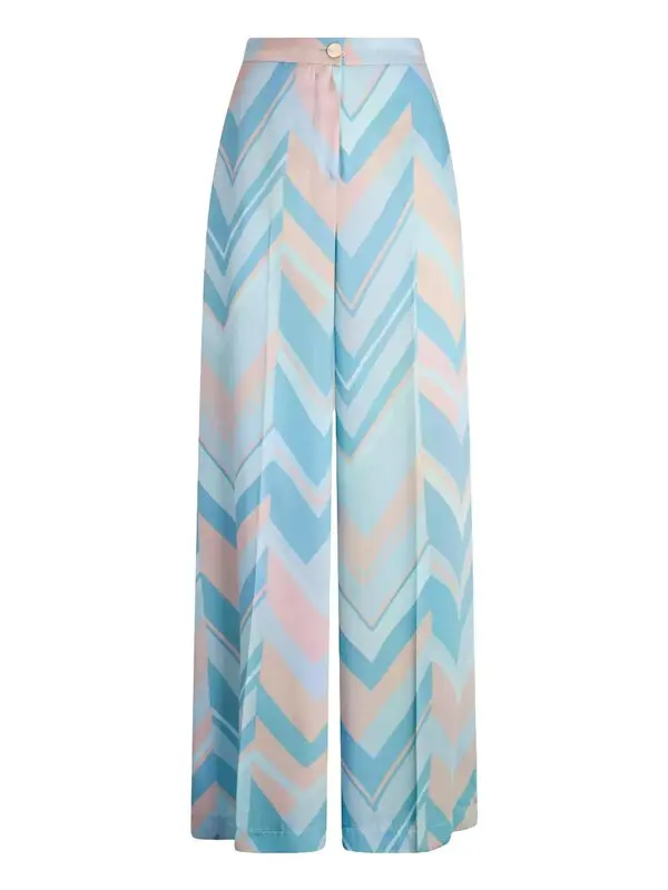 Liu Jo Chevron Print Palazzo Trousers - Blue