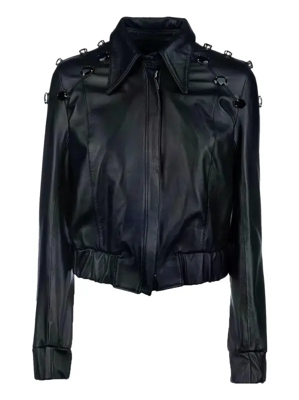 CARLOTTA 2001 Rhinestone-studded Leather Jacket - Black