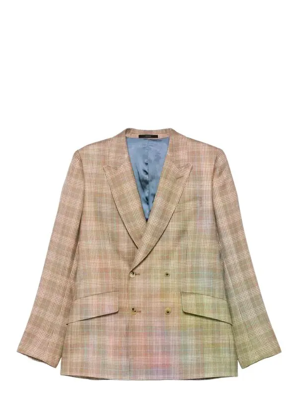 Paul Smith Checked Double-breasted Blazer - Brown