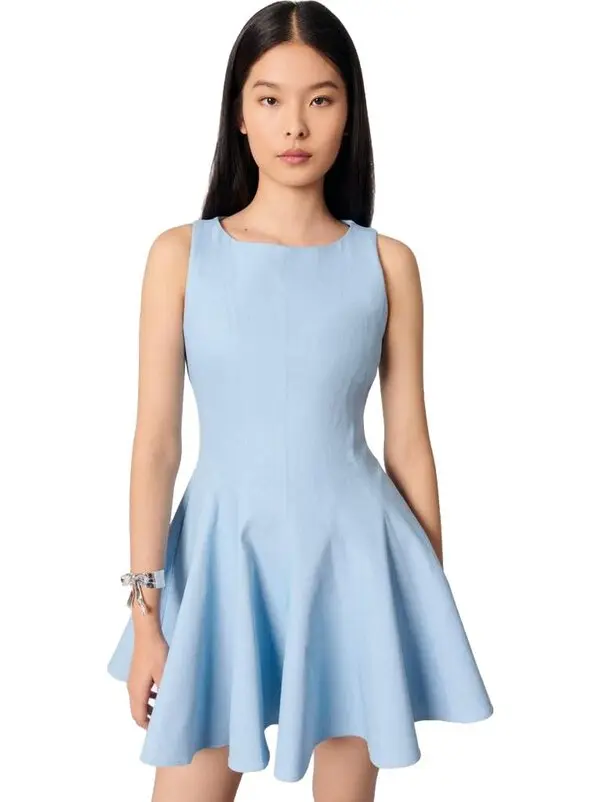 Maje Mini Flared Cotton Dress - Blue Sky