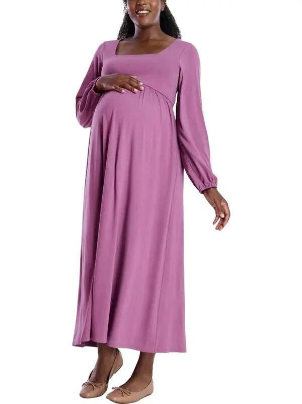 Motherhood Maternity Long Sleeve Empire Waist Maxi Dress - Grape Nectar