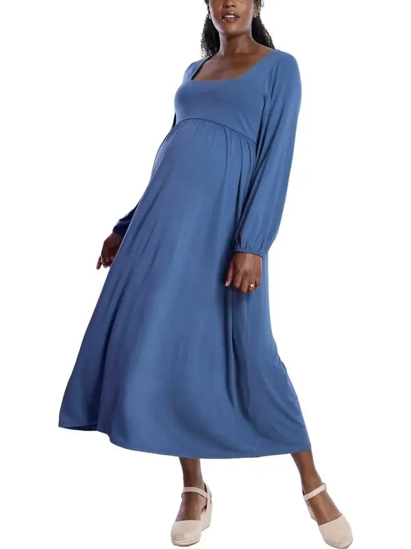 Motherhood Maternity Long Sleeve Empire Waist Maxi Dress - Vintage Indigo