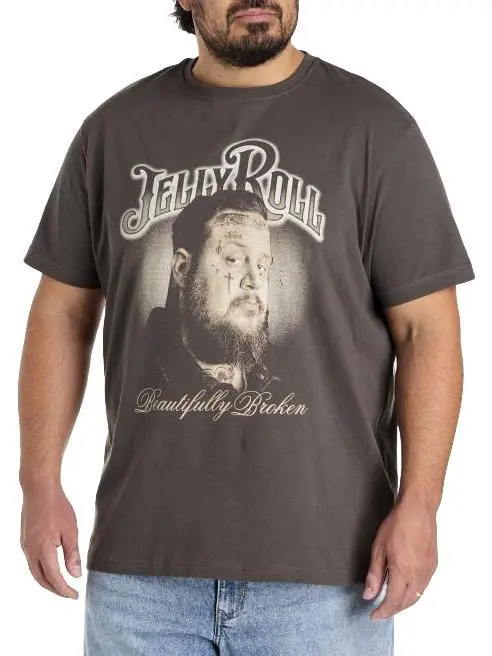 TRUE NATION BY DXL Big & Tall Jelly Roll Beautifully Broken Graphic Tee - Graphite