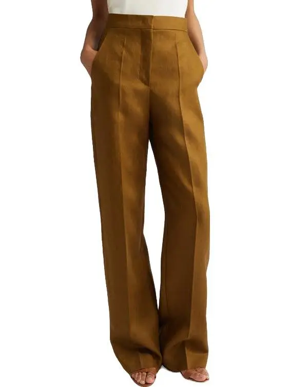 Max Mara Aversa Wide-leg Linen Trousers - Olive Green