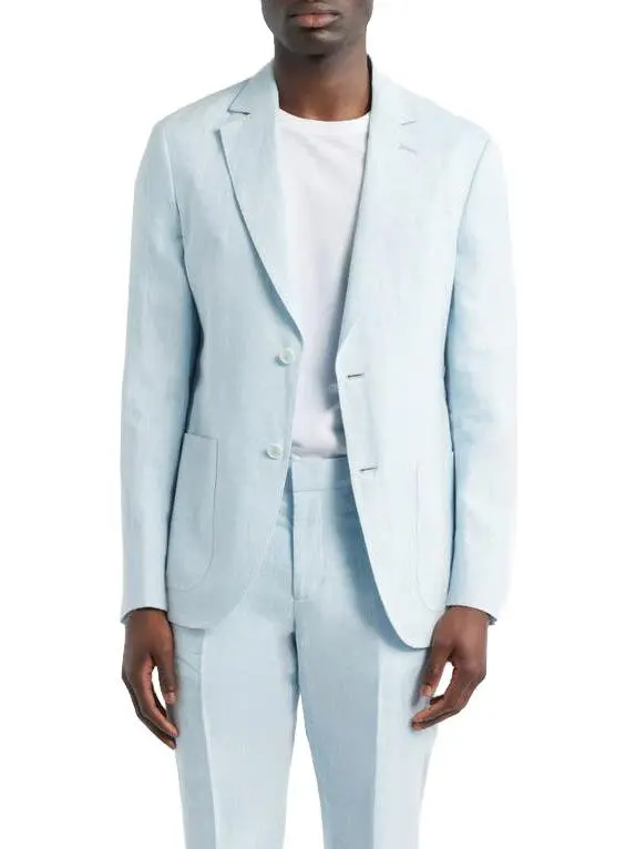 Nordstrom Henrik Trim Fit Solid Italian Linen Suit Separate Jacket - Light Blue