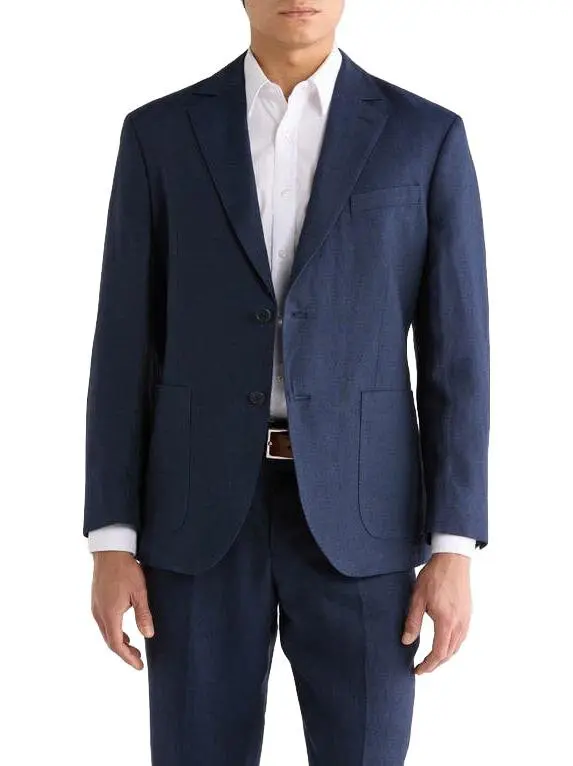 Nordstrom Henrik Trim Fit Solid Italian Linen Suit Separate Jacket - Navy Night