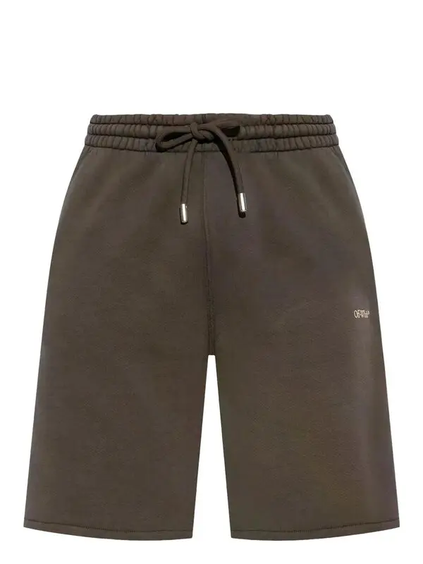 Off-White Arrow-print Cotton Track Shorts - Brown