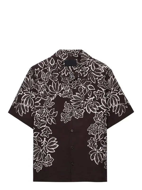 Prada Cotton Printed Bowling Shirt - Brown