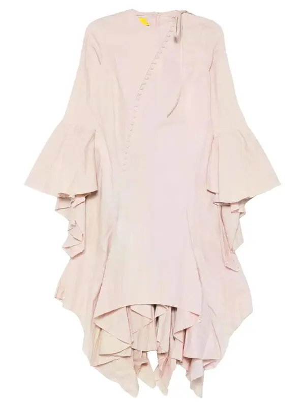 MARQUES' ALMEIDA Asymmetric Frilled-sleeves Midi Dress - Pink