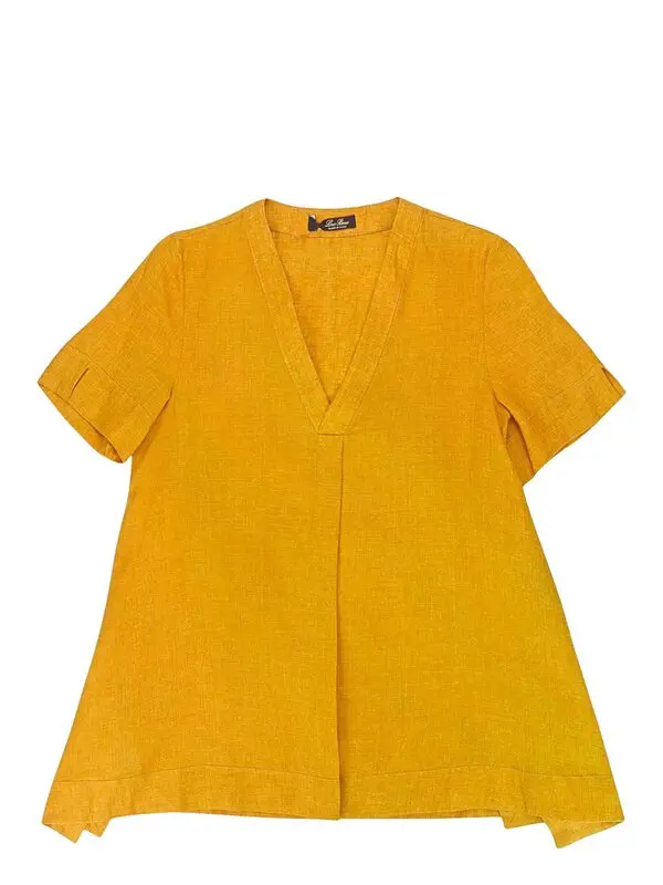 Loro Piana V-neck Linen Blouse - Yellow