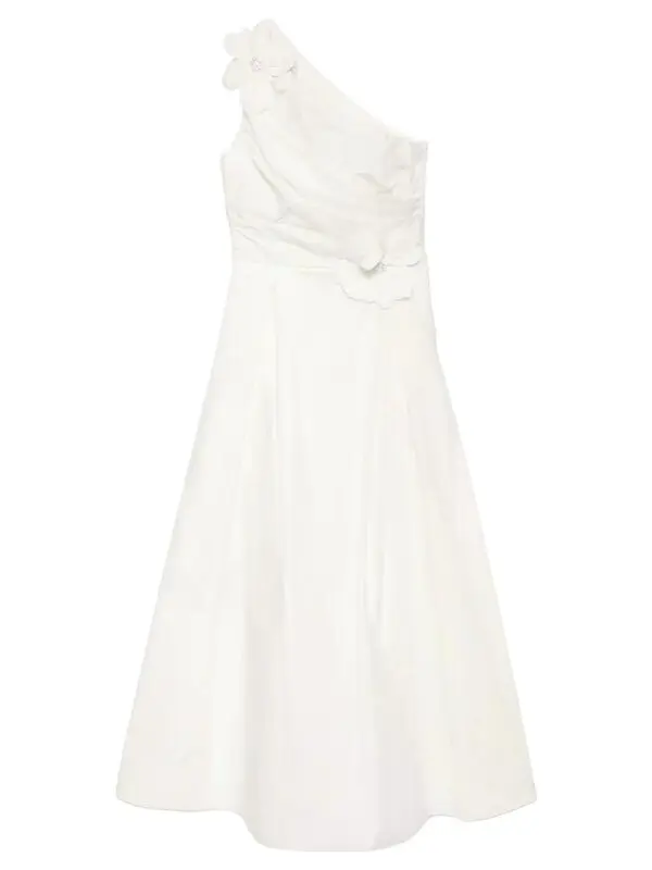 Elie Saab Poplin One Shoulder Dress - White