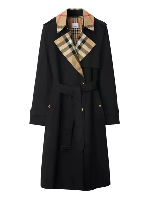 Burberry Long Check Trench Coat - Black