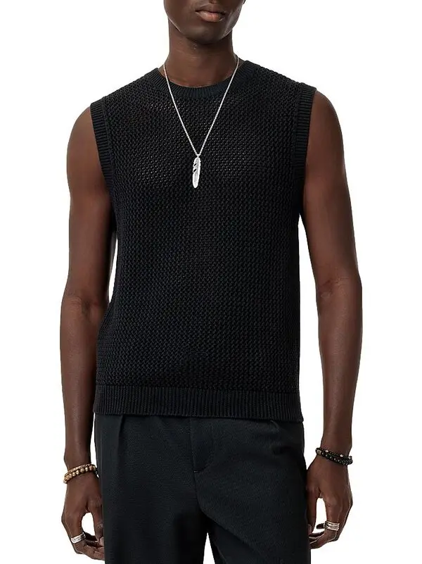John Varvatos Augusto Open Stitch Tank Top - Black