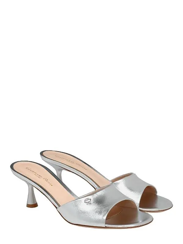 GIANVITO ROSSI Ascent 55 Mule - Silver Leather