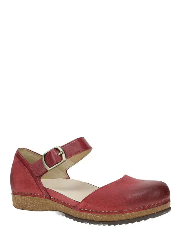 Dansko Mae Ankle Strap Platform Clog - Red