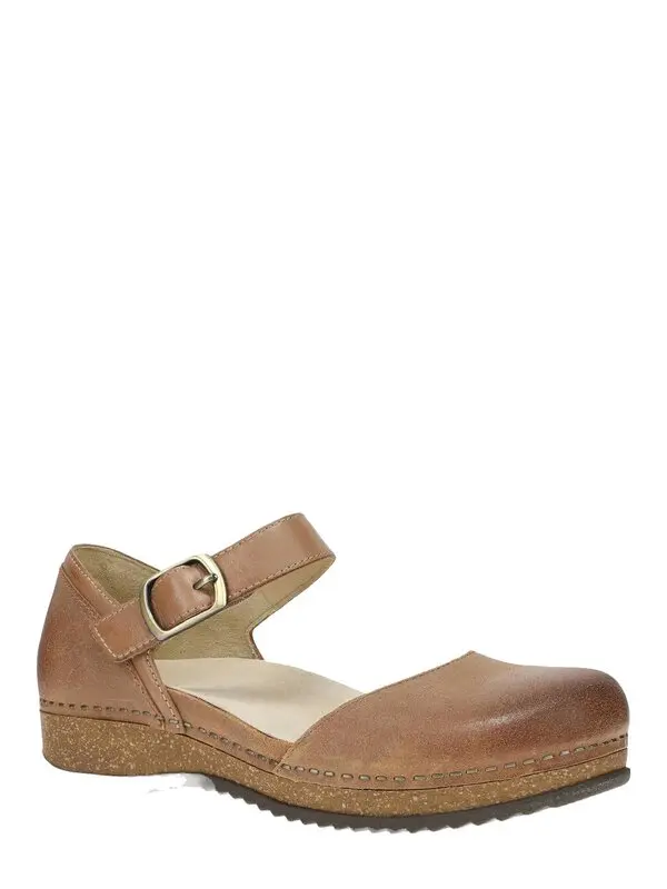 Dansko Mae Ankle Strap Platform Clog - Tan