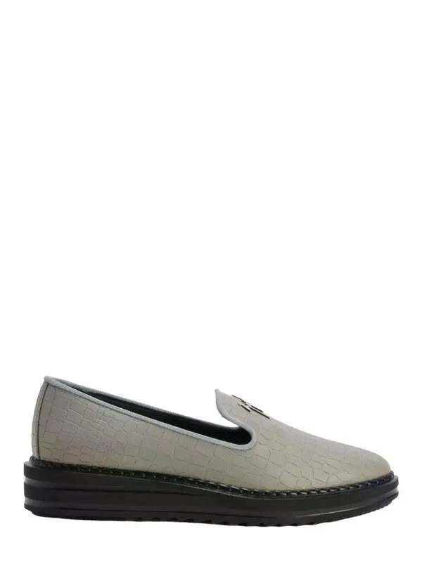 GIUSEPPE ZANOTTI Tim Loafers With Logo Lettering - Grey