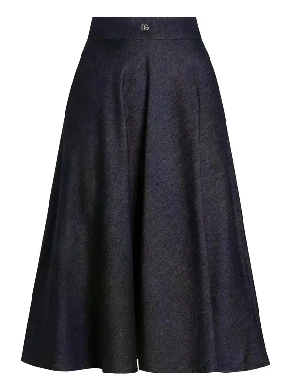 Dolce & Gabbana Logo-plaque Midi Skirt - Blue