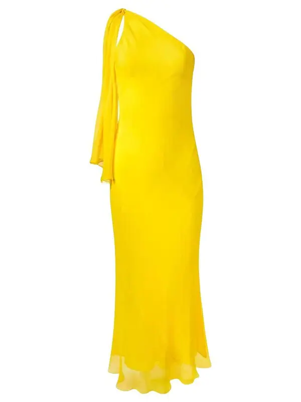 Alejandra Alonso Rojas One-shoulder Silk Dress - Yellow