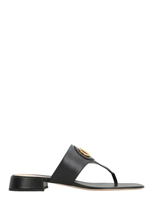 Valentino Garavani Vlogo Leather Slides - Black