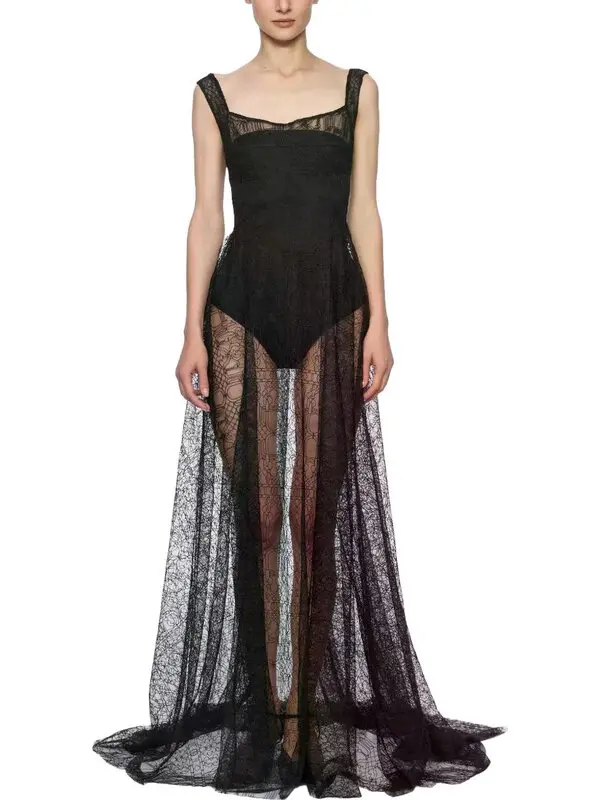 ATU BODY COUTURE Embroidered Lace Gown - Black