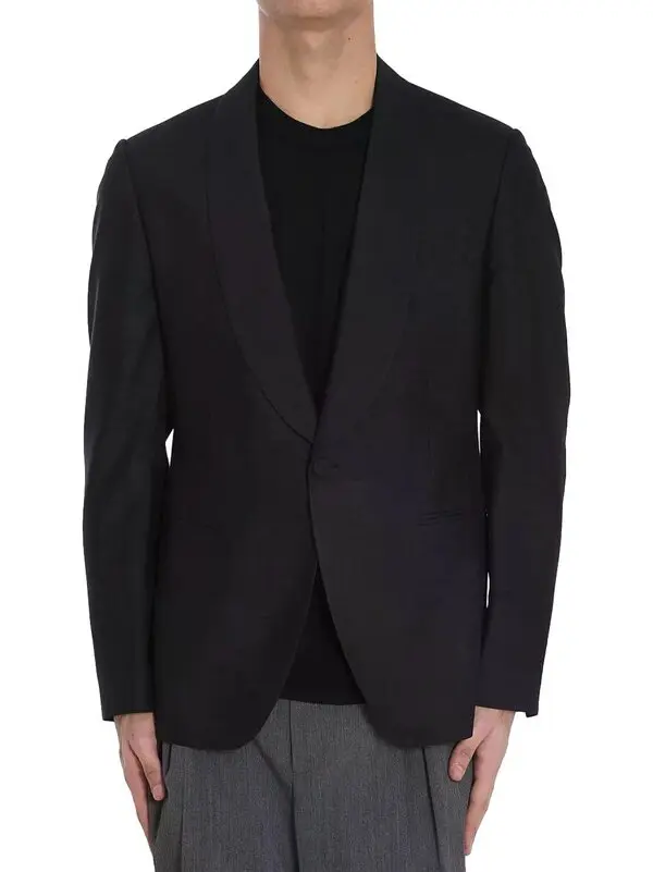 LARDINI Single-breasted Silk Blazer - Black