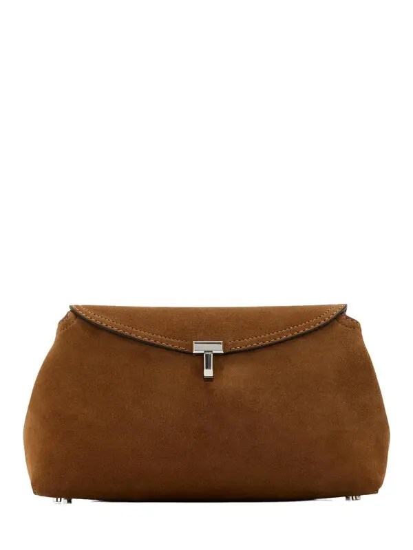 TOTEME T-lock Suede Clutch - Brown