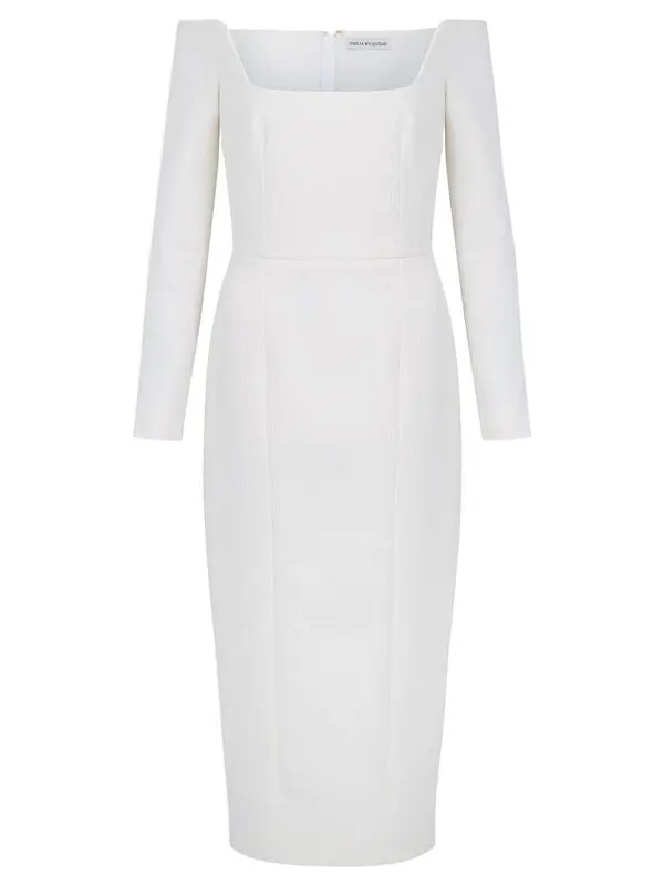 EMILIA WICKSTEAD Birch Textured Cloque Midi Dress - Ivory