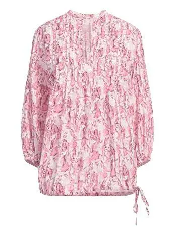 120% Lino Floral-print Linen Kaftan Top - Pink