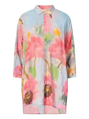 120% Lino Oversized Floral-print Linen Shirt - Red