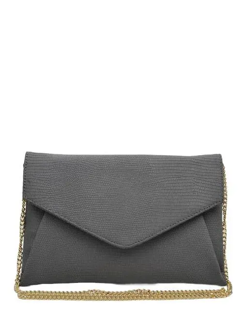 MODA LUXE Cara Genuine Leather Clutch - Grey