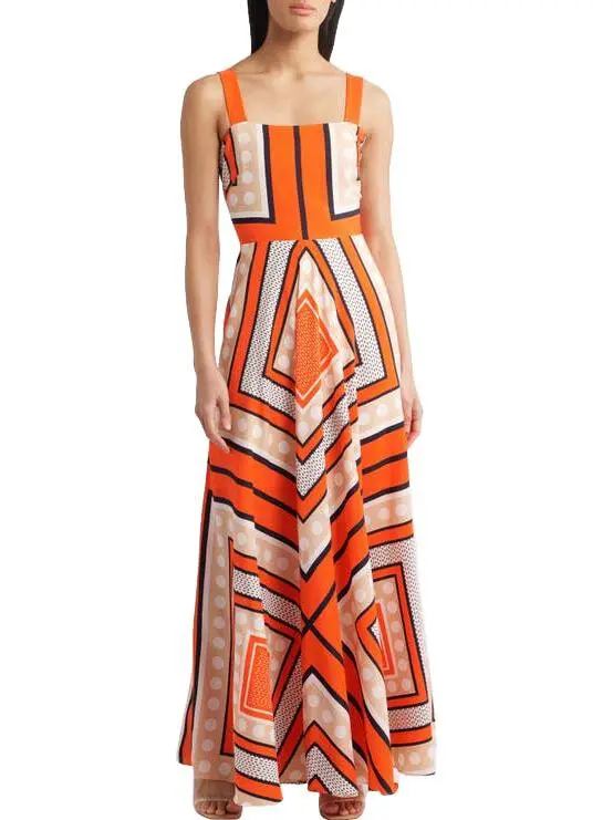 Eliza J Scarf Printed Maxi Dress - Red