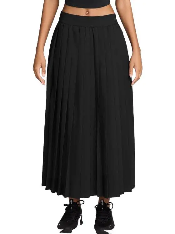 Nike 24.7 Perfectstretch Dri-fit Pleated Maxi Skirt - Black/ Black