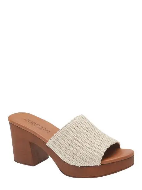 Cordani Waylin Platform Slide Sandal - Raffia Beige
