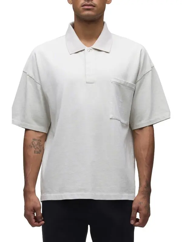 Hudson Jeans Heavyweight Cotton Pocket Polo - Ghost