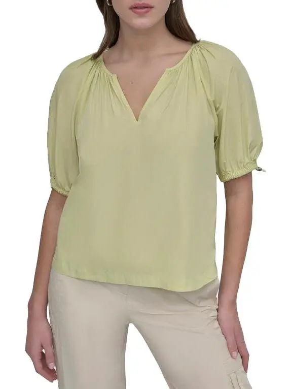 Dkny Drawcord Puff Sleeve Top - Tea Green