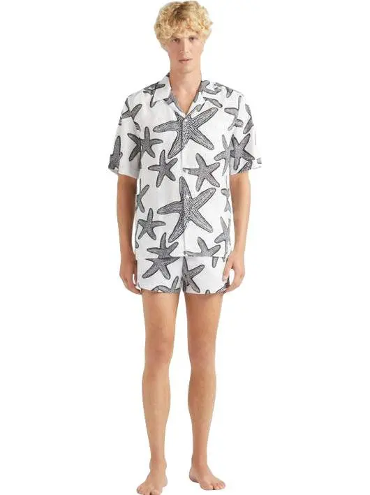 Vilebrequin Starlettes Linen Bowling Shirt - Blanc