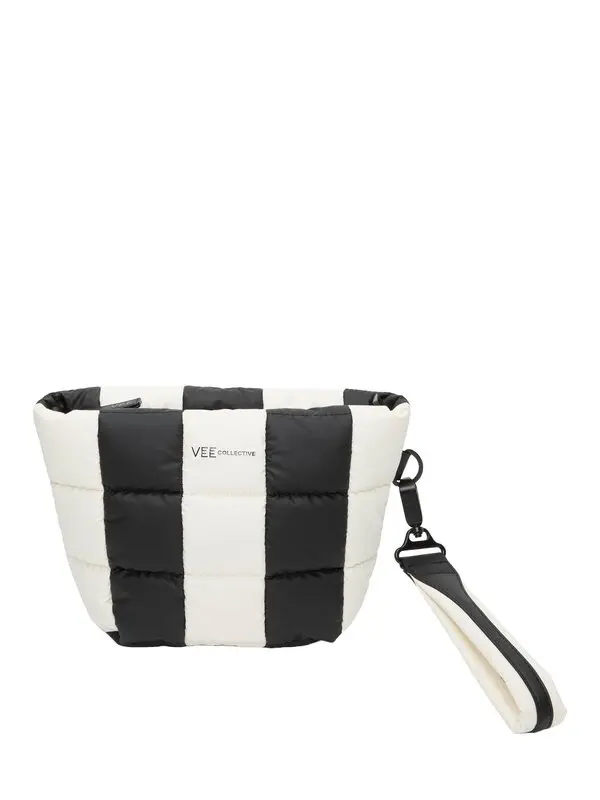 VEECOLLECTIVE Porter Colorblock Recycled Nylon Clutch - Black - Marshmallow Stripes