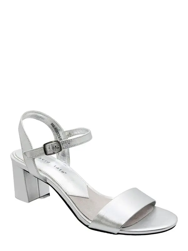 DAVID TATE Ageless Ankle Strap Sandal - Silver Matte