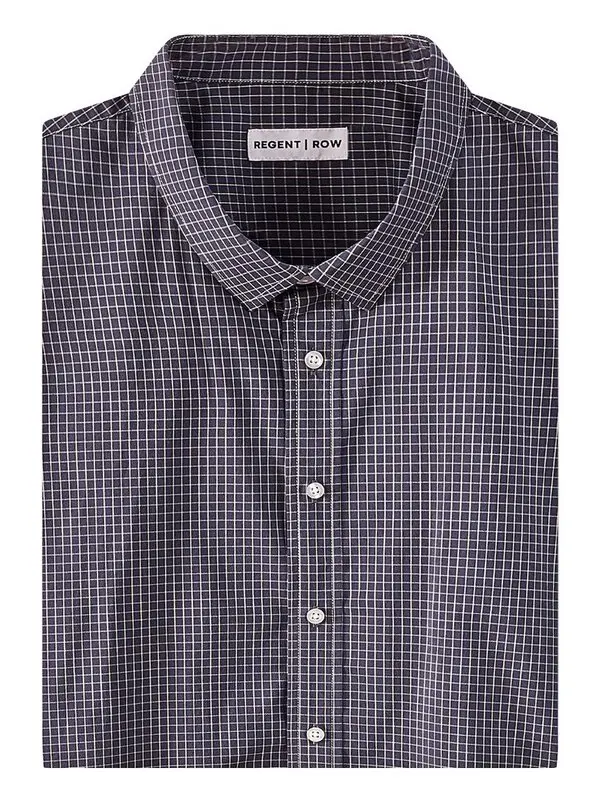 REGENT ROW Men’s Big And Tall Stanton Shirt ,tailored Fit Short Sleeves - Black-and-white-check