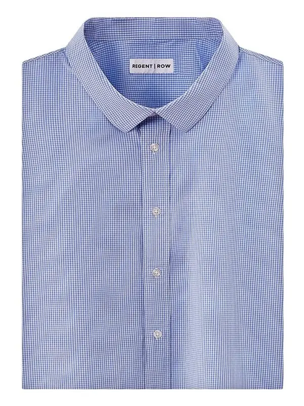 REGENT ROW Men’s Big And Tall Stanton Shirt ,tailored Fit Short Sleeves - Blue-microplaid-23