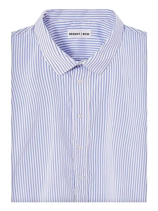 REGENT ROW Men’s Big And Tall Stanton Shirt ,tailored Fit Short Sleeves - White-blue-stripe-58